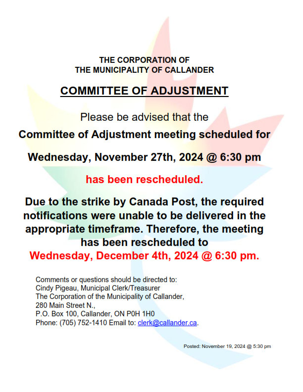 Committee of Adjustment Meeting Rescheduled | News & Alerts ...
